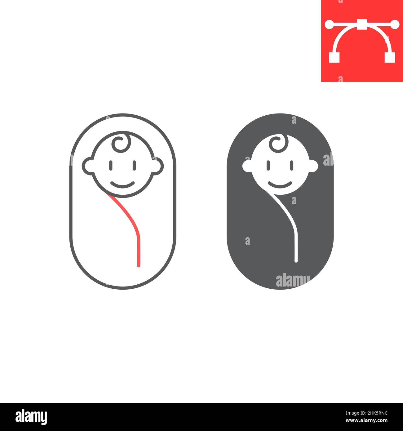 Baby line and glyph icon, newborn and face, happy baby vector icon ...