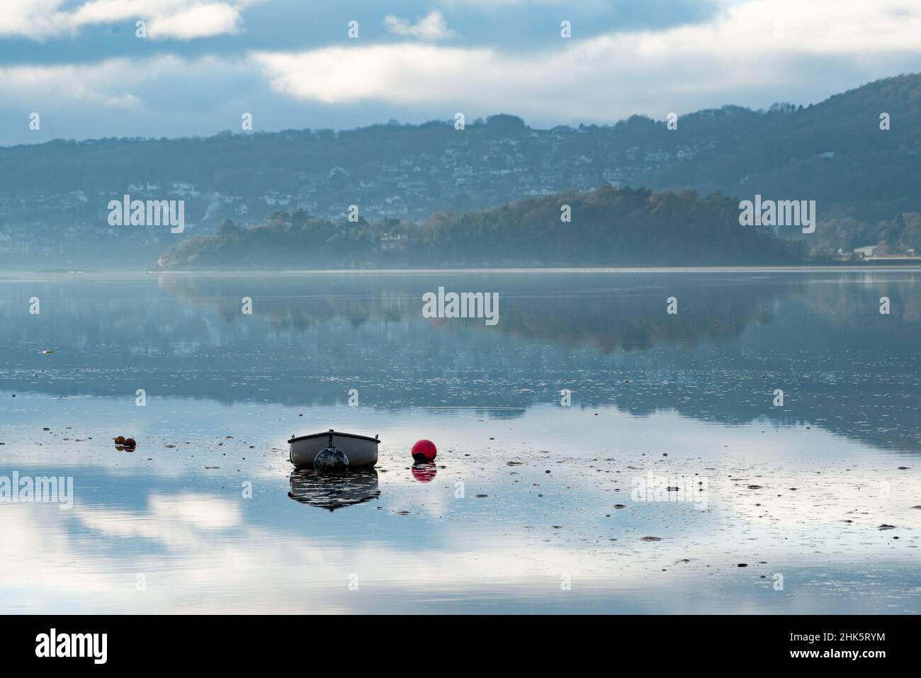 A misty view of Holme Island, Grange-over-Sands, Cumbria, UK Stock ...
