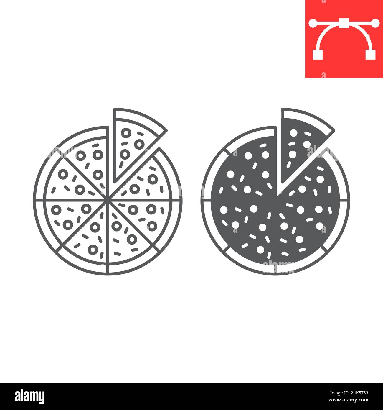 Pizza line and glyph icon, junk food and italian, pizza slice vector ...