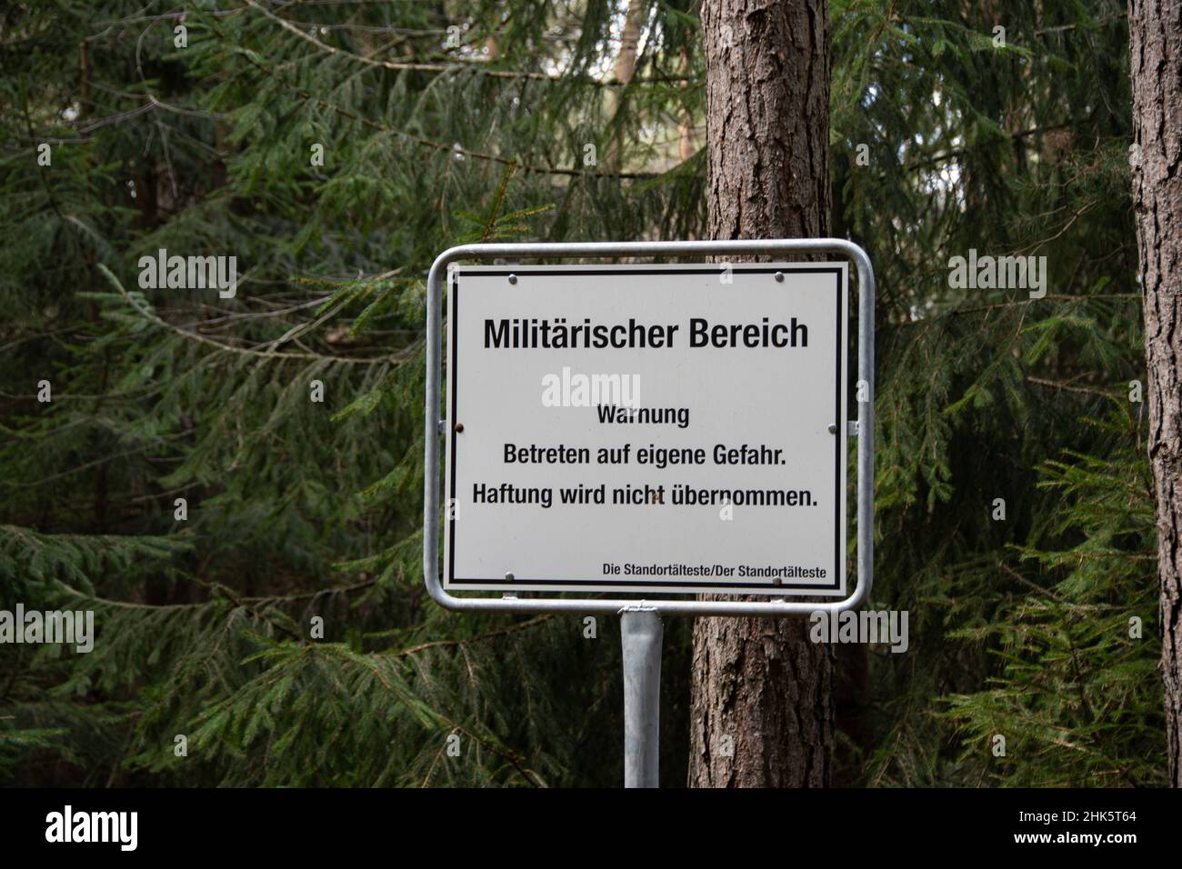 A sign in German indicating a military area Stock Photo - Alamy