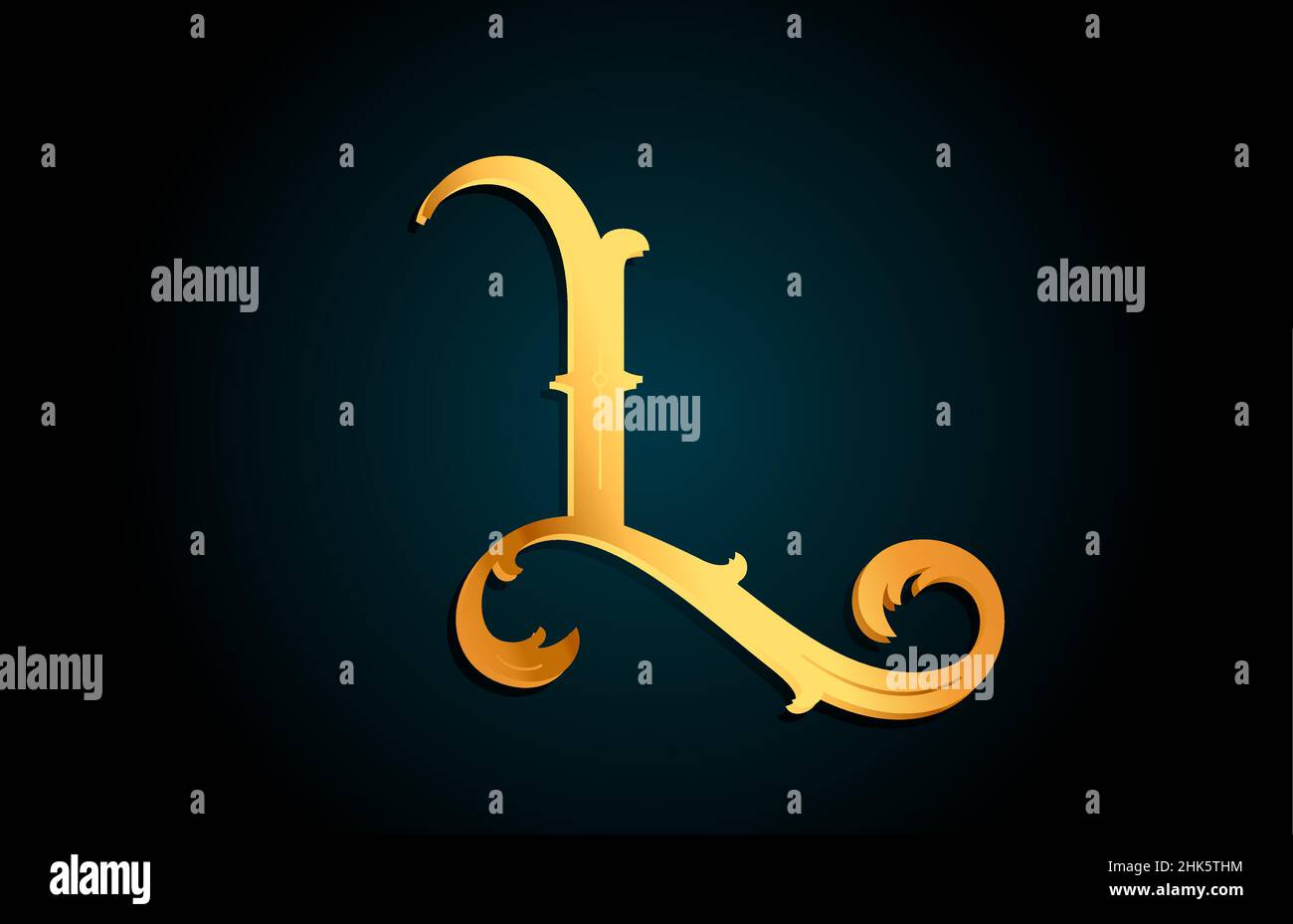 Golden L alphabet letter logo icon design. Creative template for business or company with yellow ...