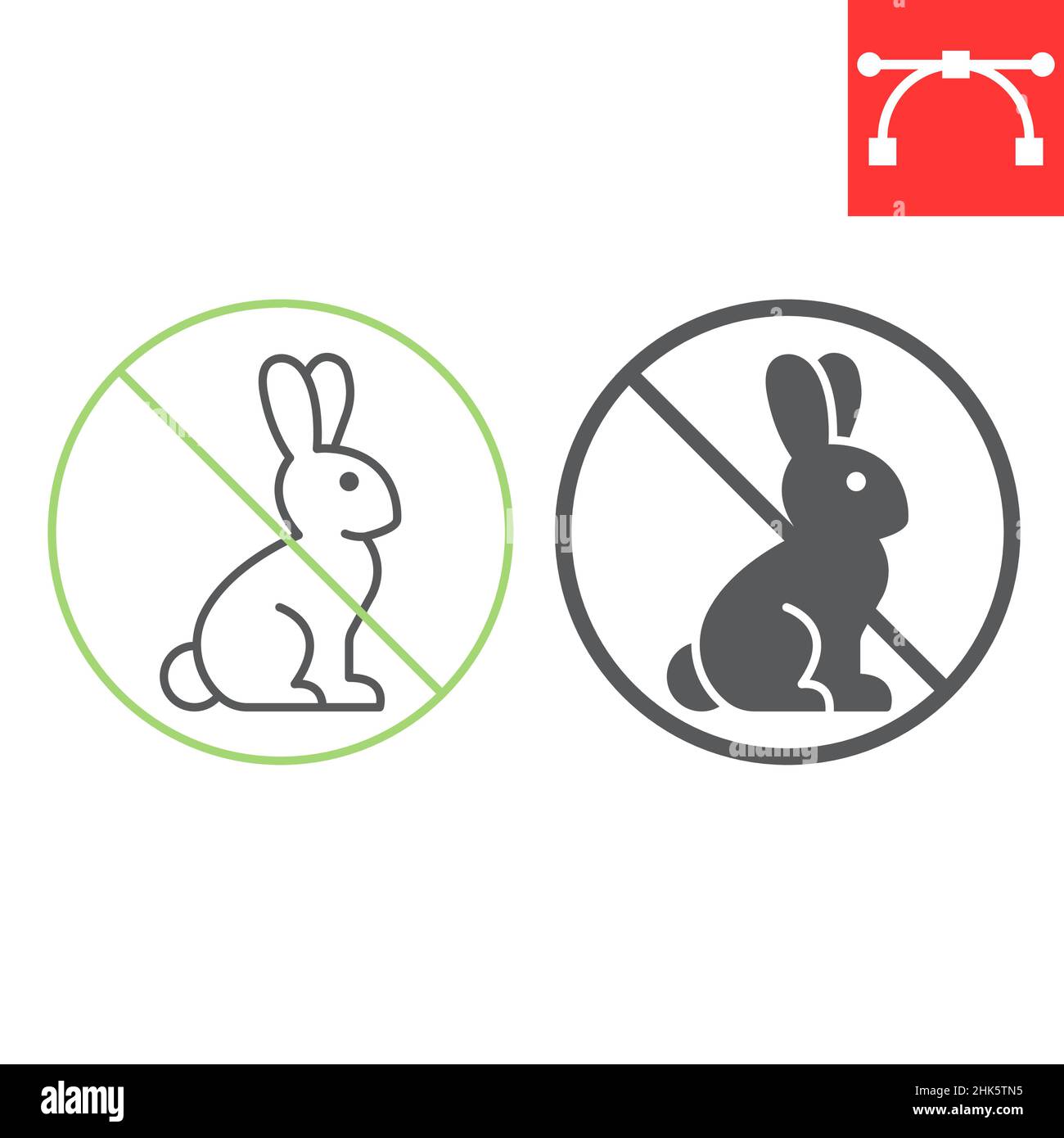 Not tested on animals line and glyph icon, rabbit and bunny, cruelty ...