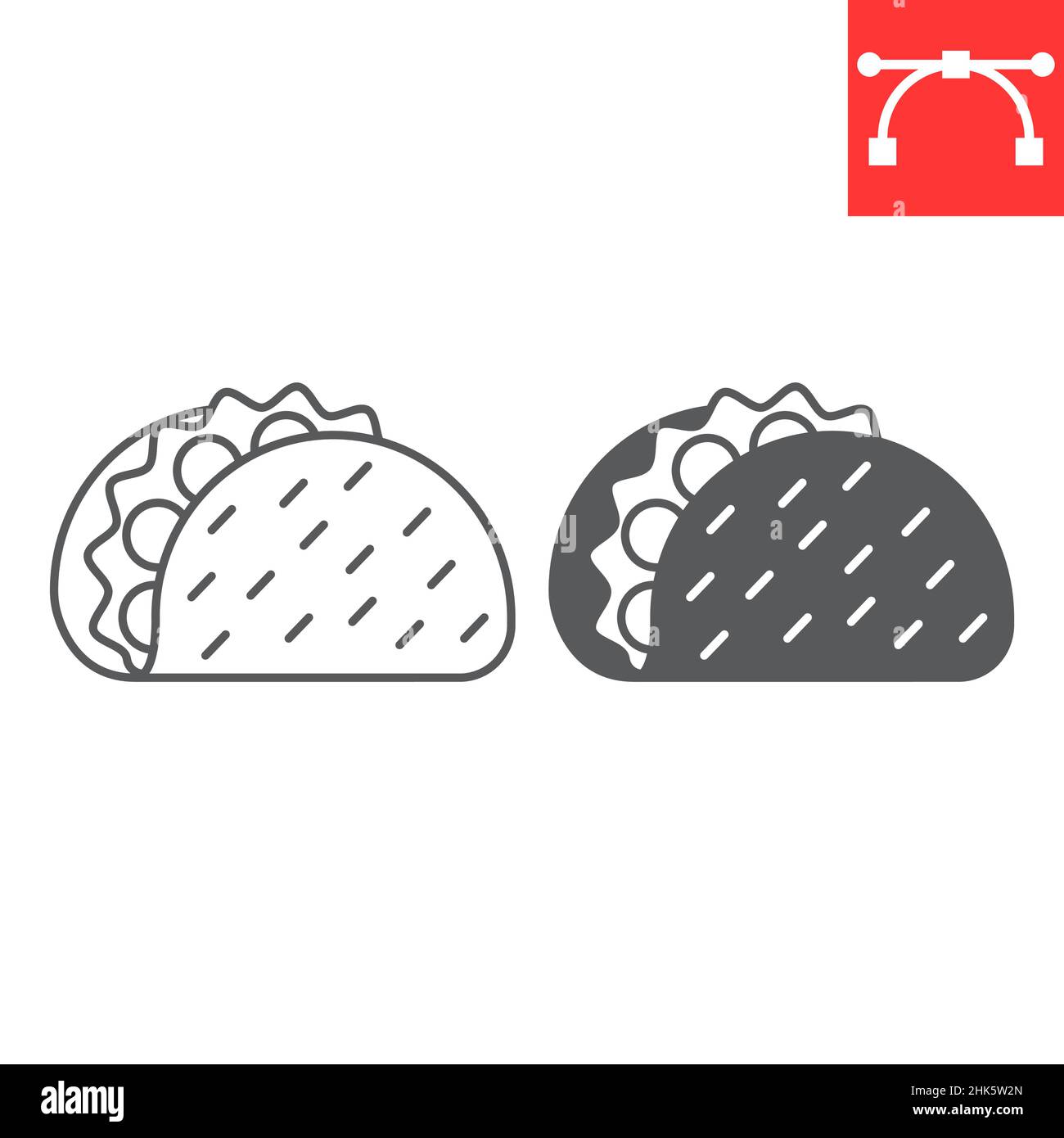 Taco line and glyph icon, junk food and mexican fast food, taco vector ...