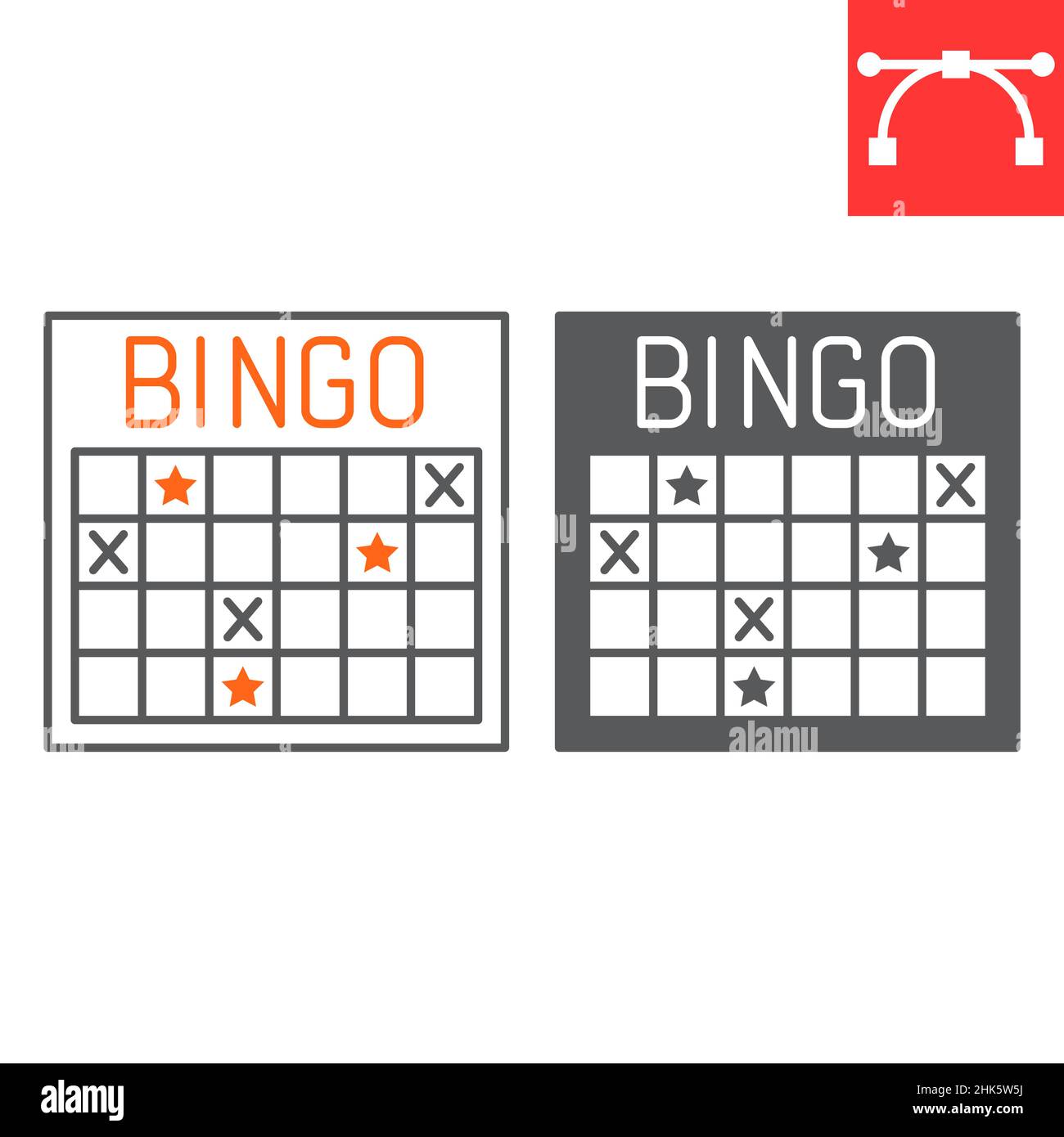 Bingo line and glyph icon, gamble and luck, bingo vector icon, vector ...