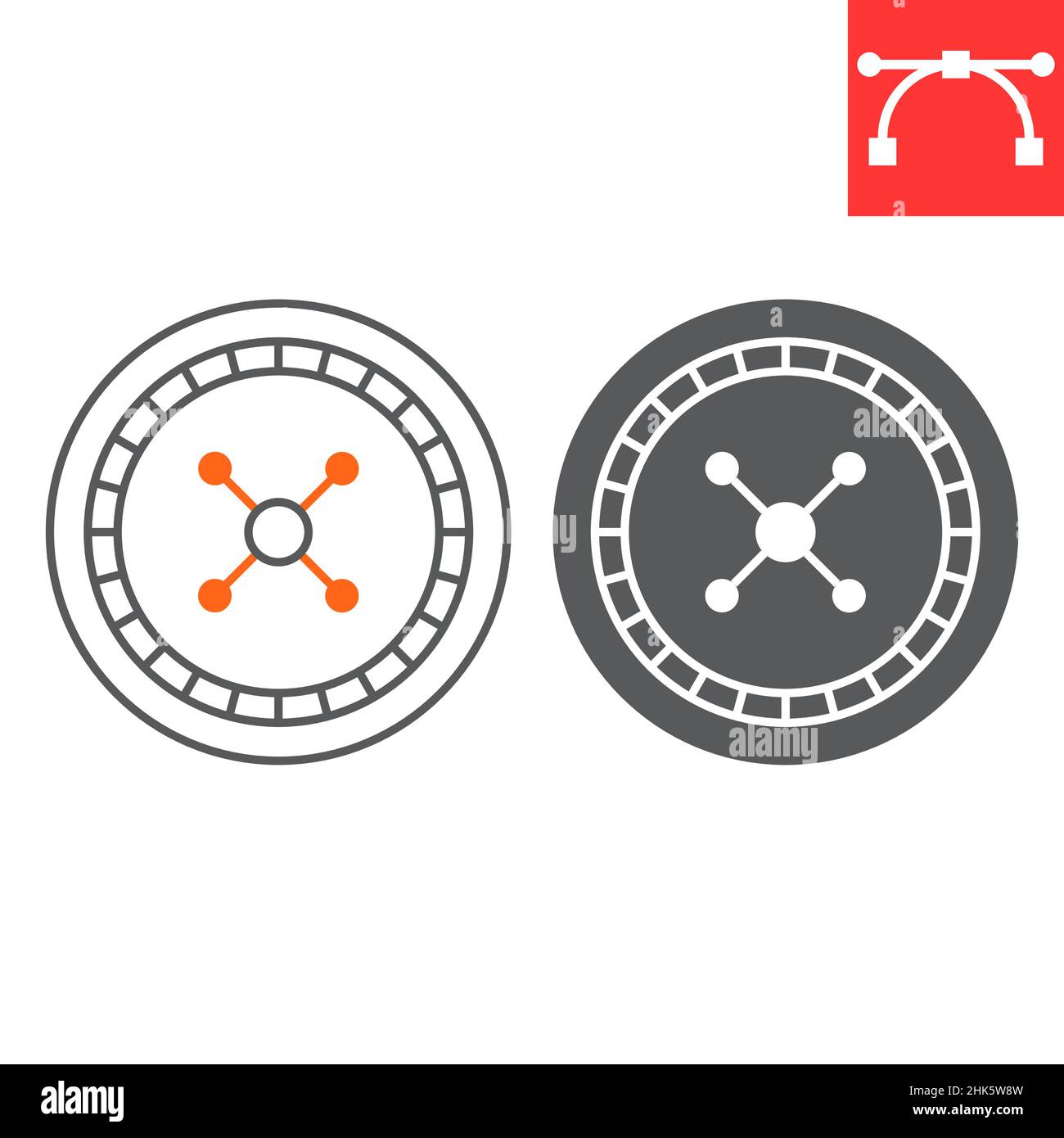 Roulette line and glyph icon, luck and fortune, roulette vector icon ...