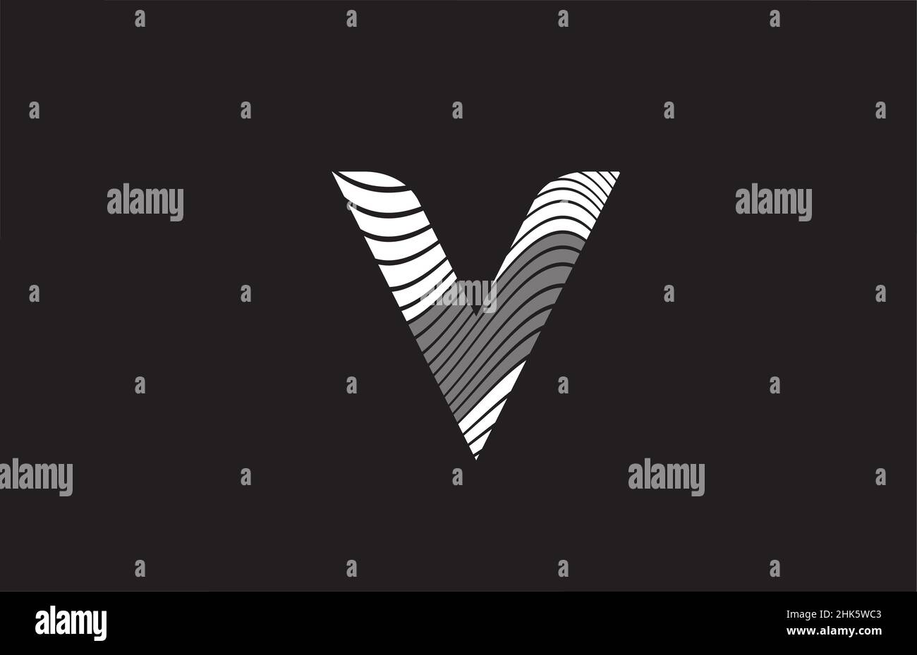 black and white lines V alphabet letter logo icon design. Creative ...