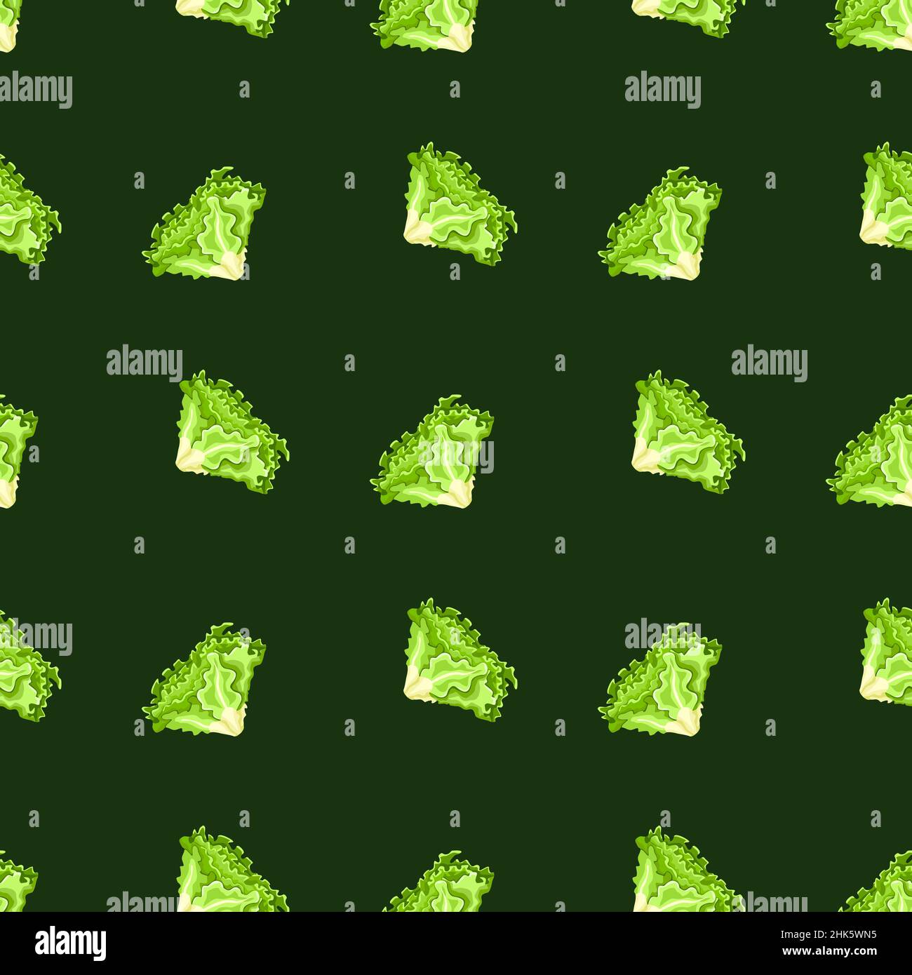Seamless pattern Batavia salad on dark green background. Modern ...
