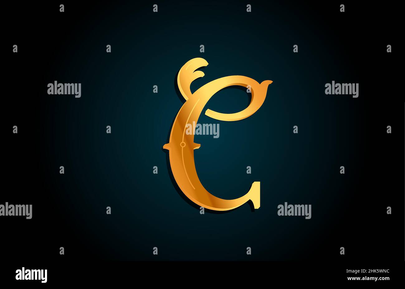 Golden C alphabet letter logo icon design. Creative template for ...