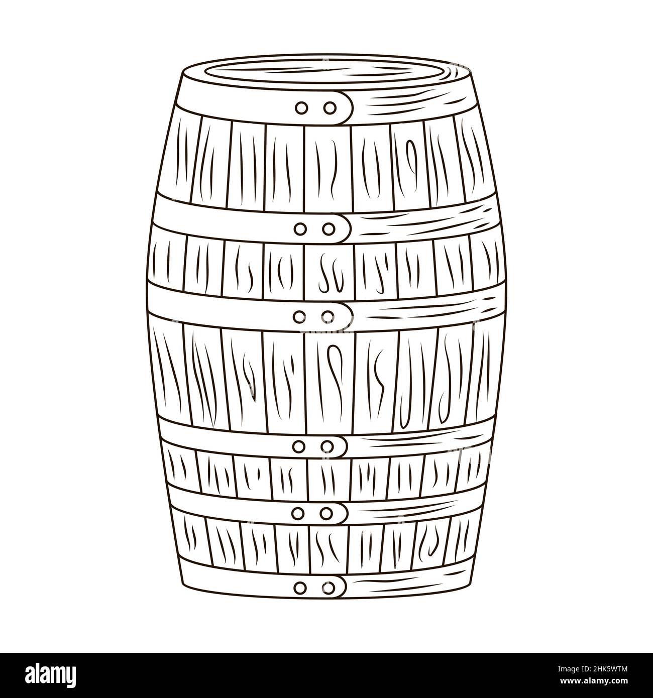 Barrel isolated on white background. Wooden keg in engraved style ...