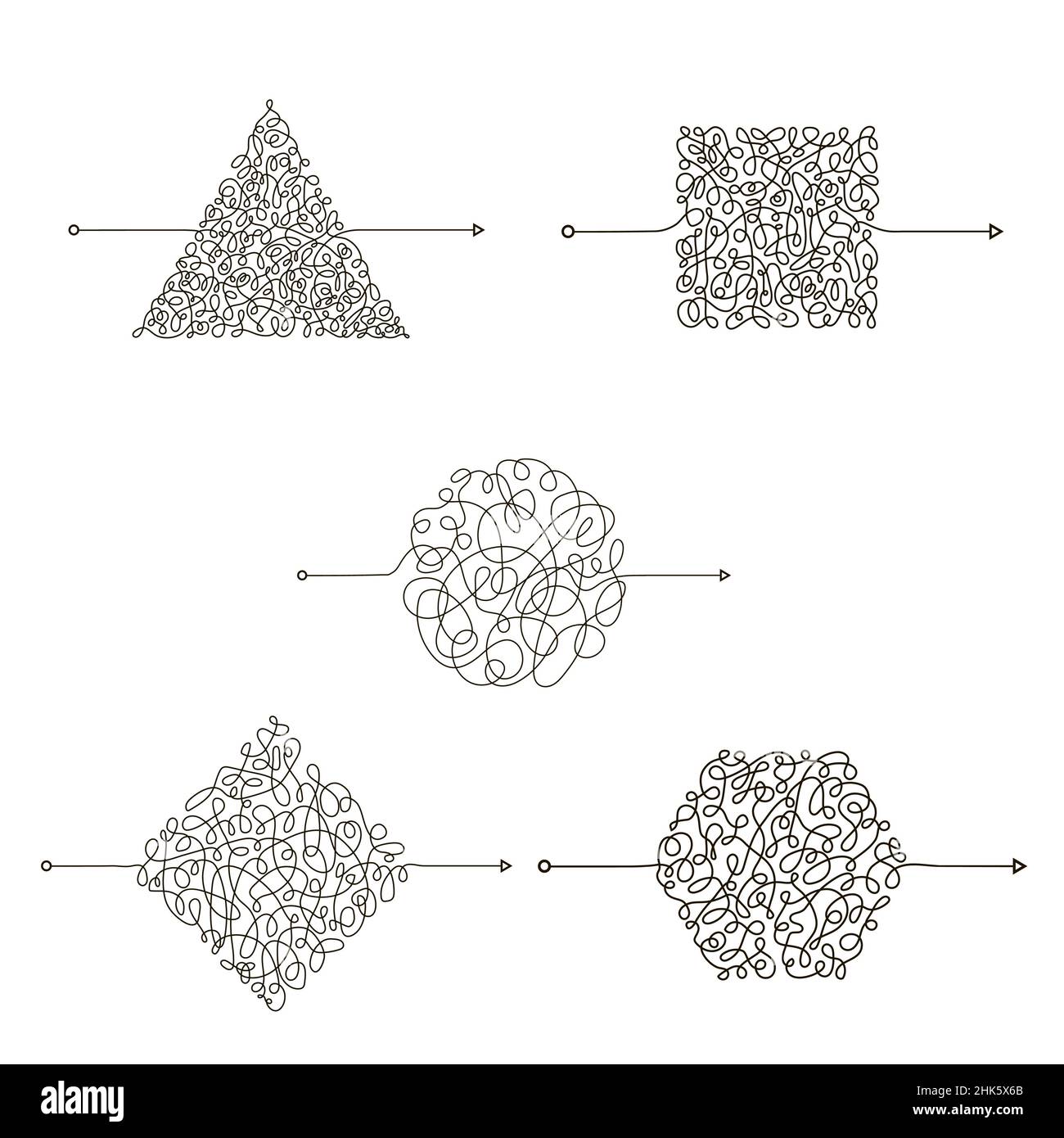 Chaotic Doodle. Thread Clew Knot. Insane Messy Line. Complicated Clew ...