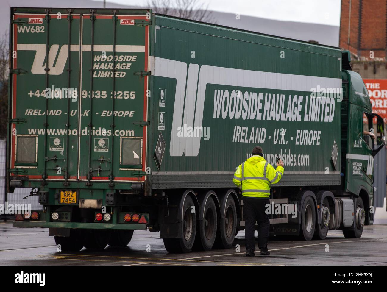 Staff checking a lorry at the NI Department of Agriculture, Environment ...