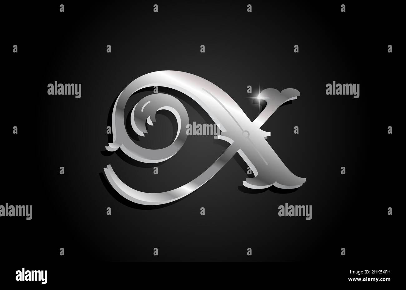 Silver metal X alphabet letter logo icon design. Creative template for ...