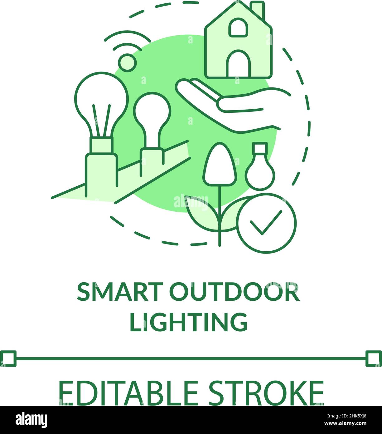 Smart outdoor lighting green concept icon Stock Vector Image & Art - Alamy