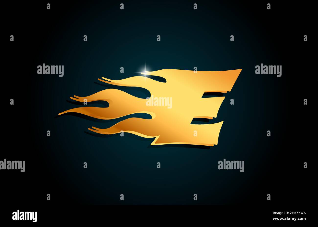 gold E alphabet letter logo icon design. Creative template for business ...