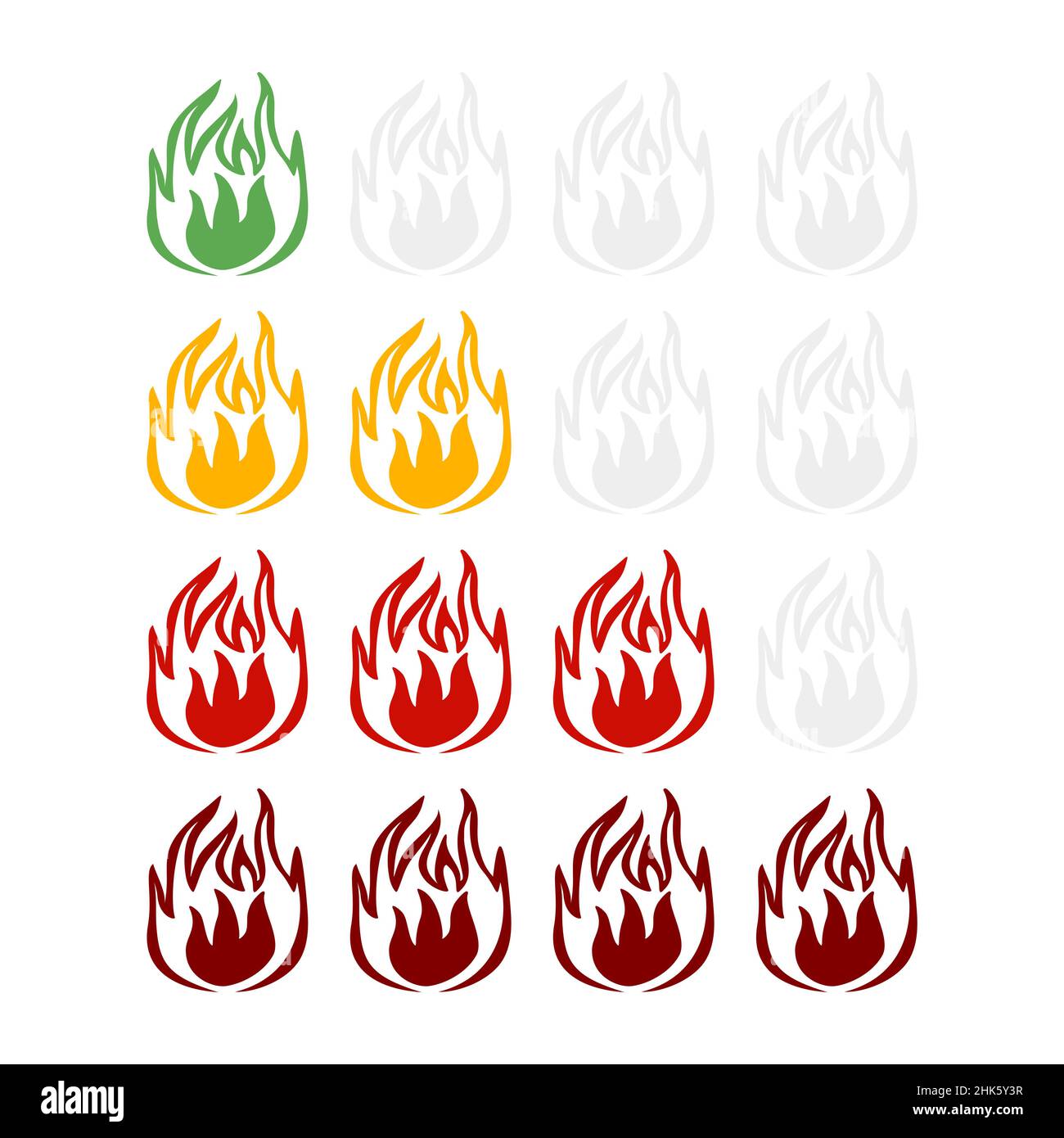 Spicy hot indicator on the rise isolated on white background. Sticker ...