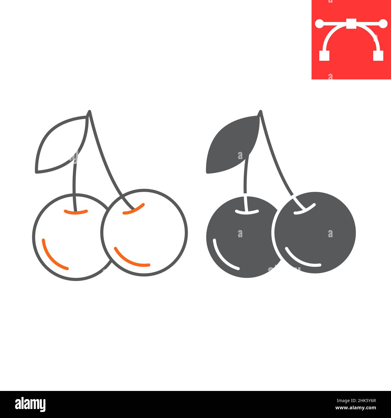 Cherry line and glyph icon, nature and fruit, cherry vector icon ...