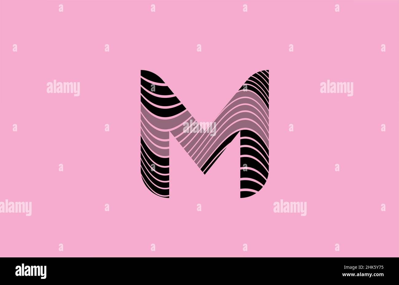 black letter M logo icon design with pink background. Creative template ...