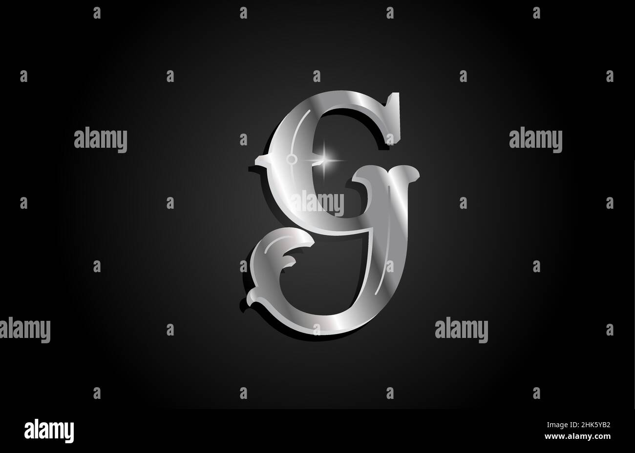 Silver metal G alphabet letter logo icon design. Creative template for ...