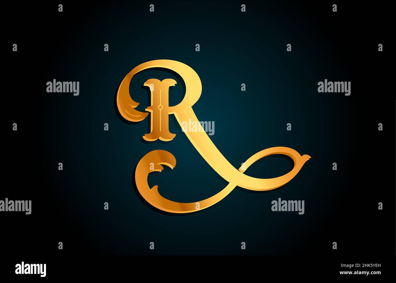 Golden R alphabet letter logo icon design. Creative template for ...