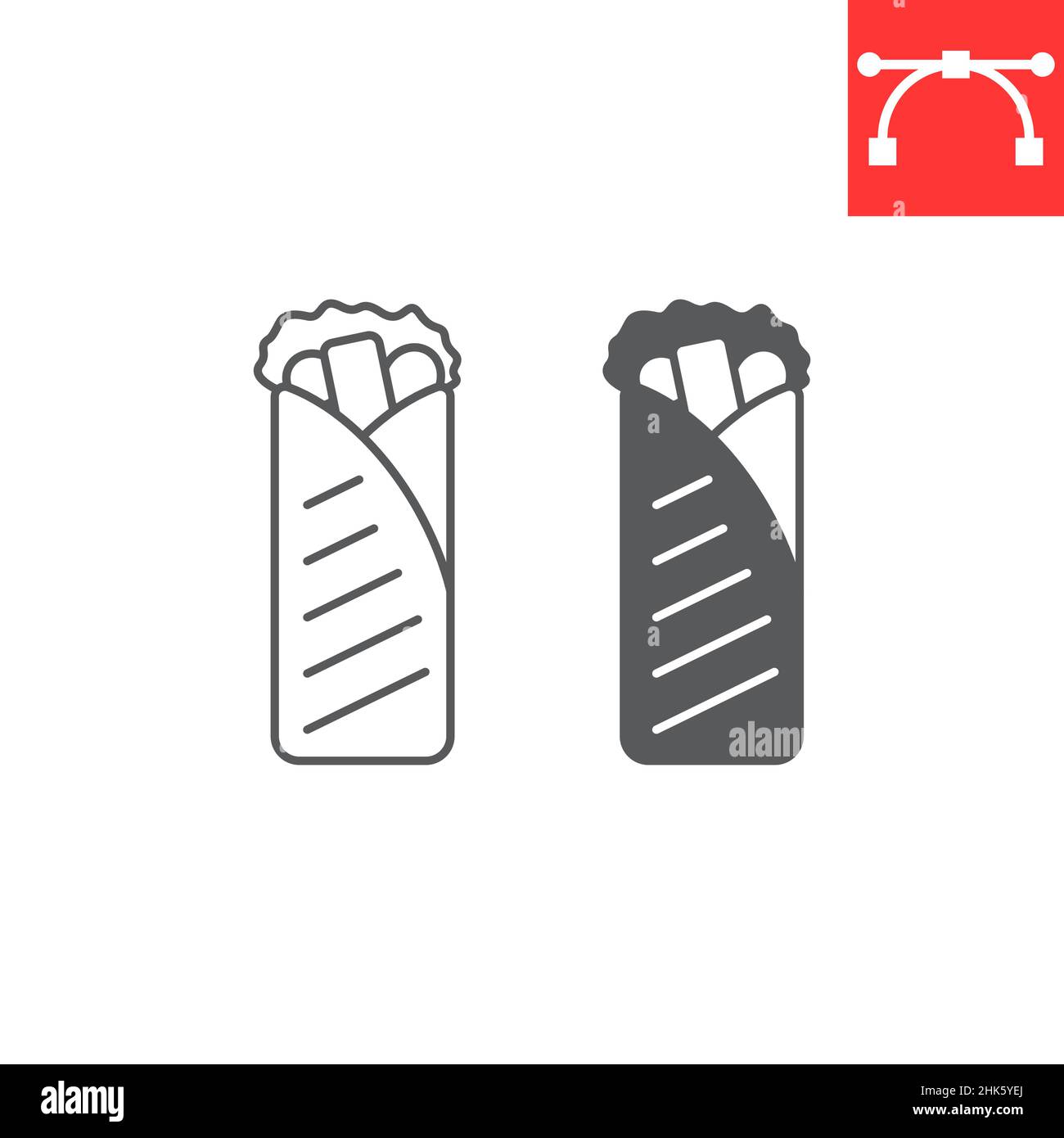 Shawarma line and glyph icon, junk food and fast food, shawarma vector ...