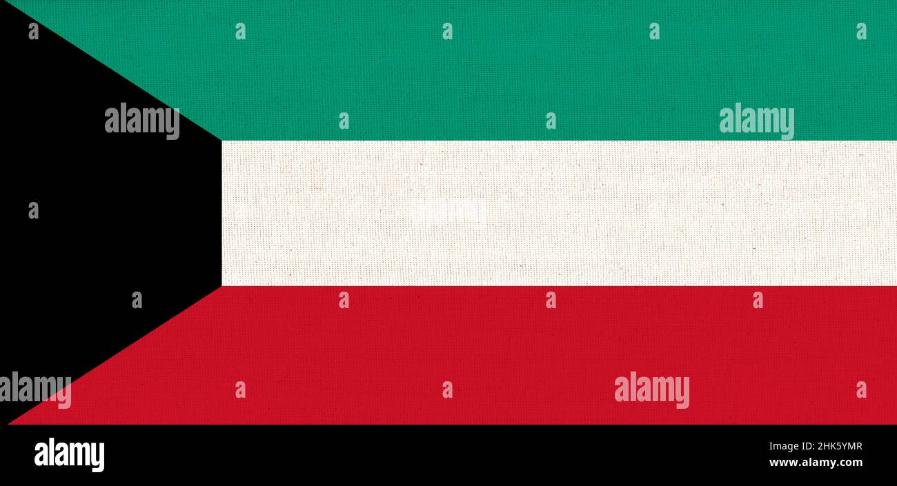 Flag of Kuwait. Kuwait state symbol. flag on fabric surface. Fabric ...