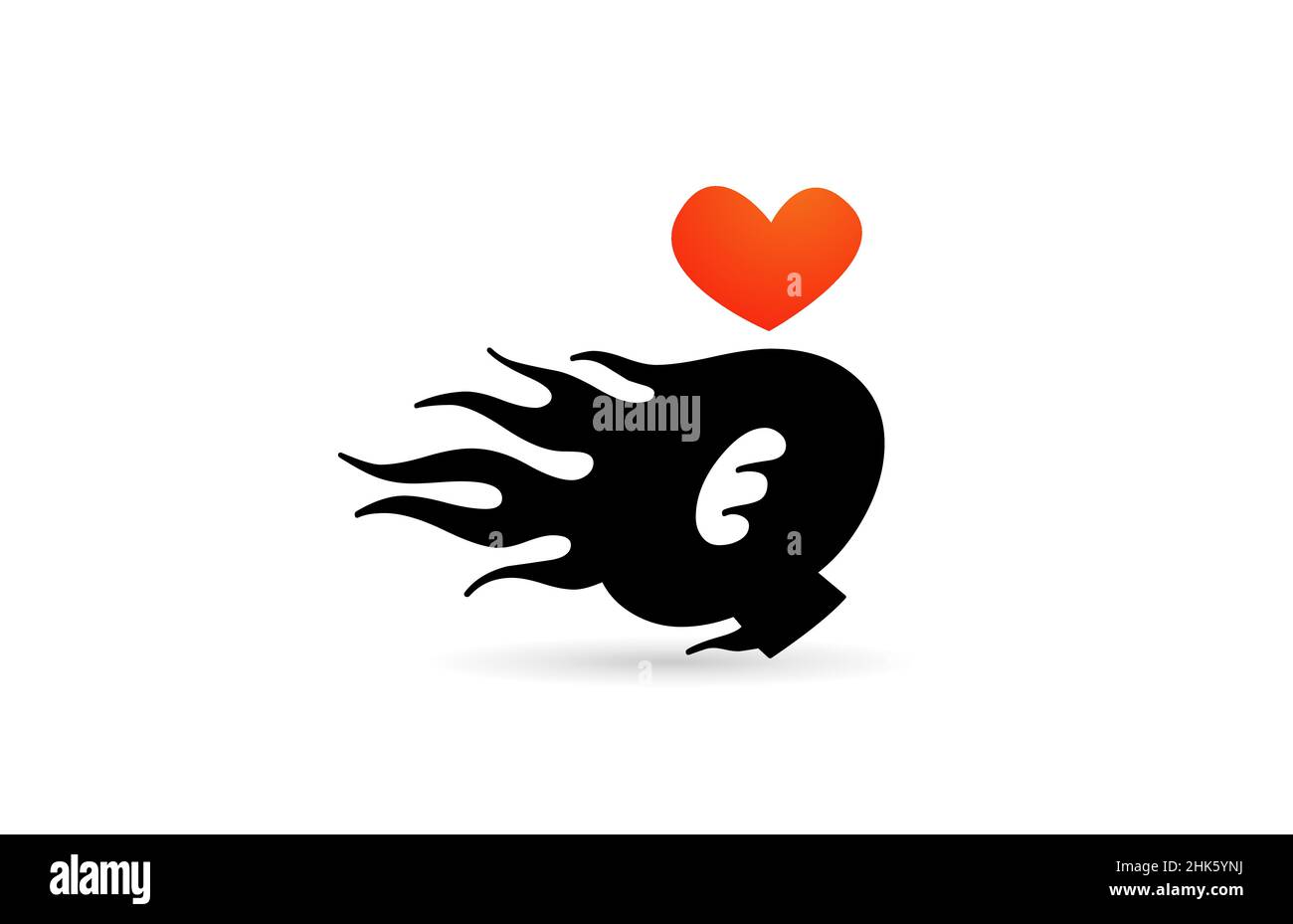 Q alphabet letter logo icon design. Creative template for business with love heart flames Stock ...