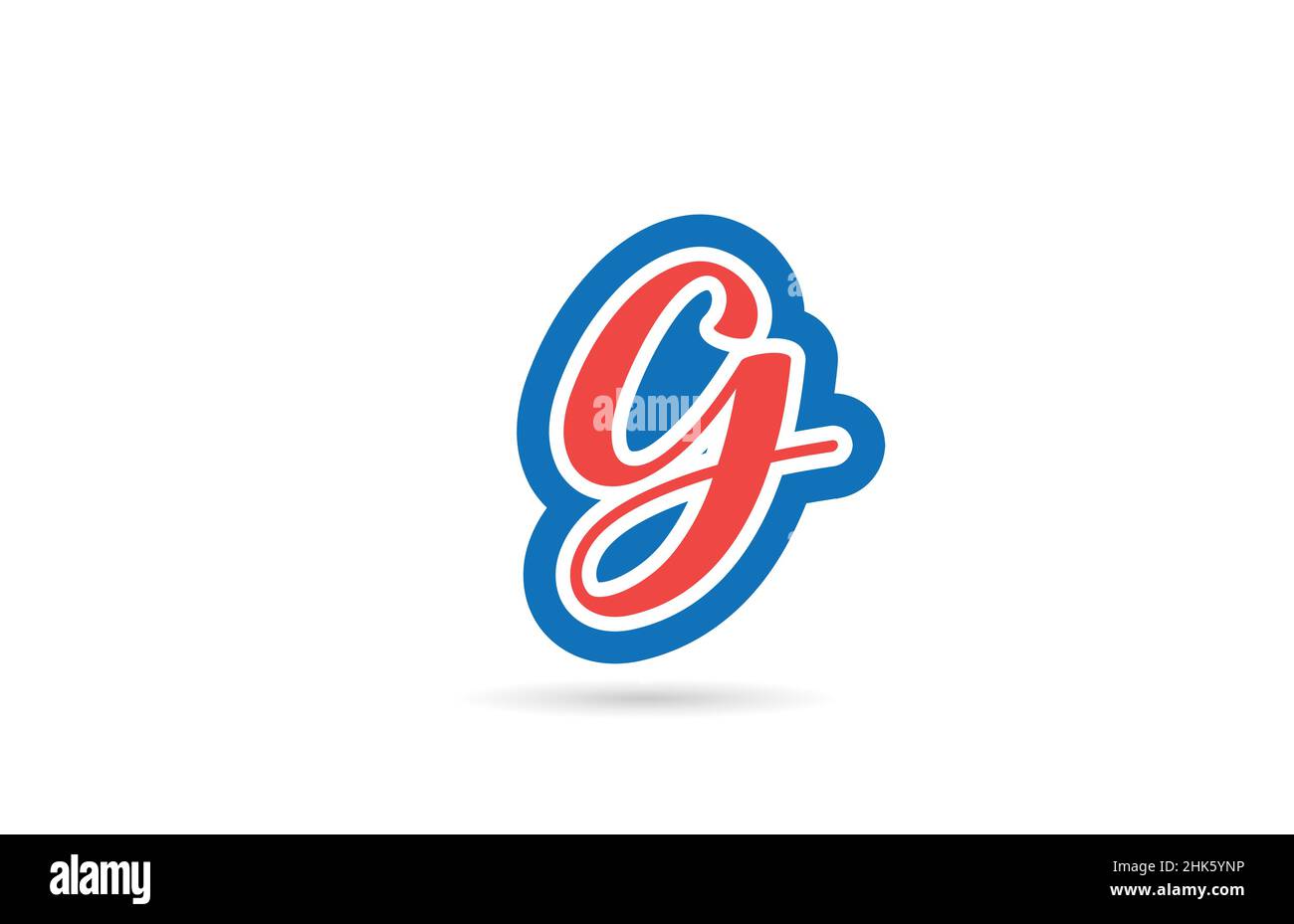 red blue handwritten G alphabet letter logo icon design. Creative ...