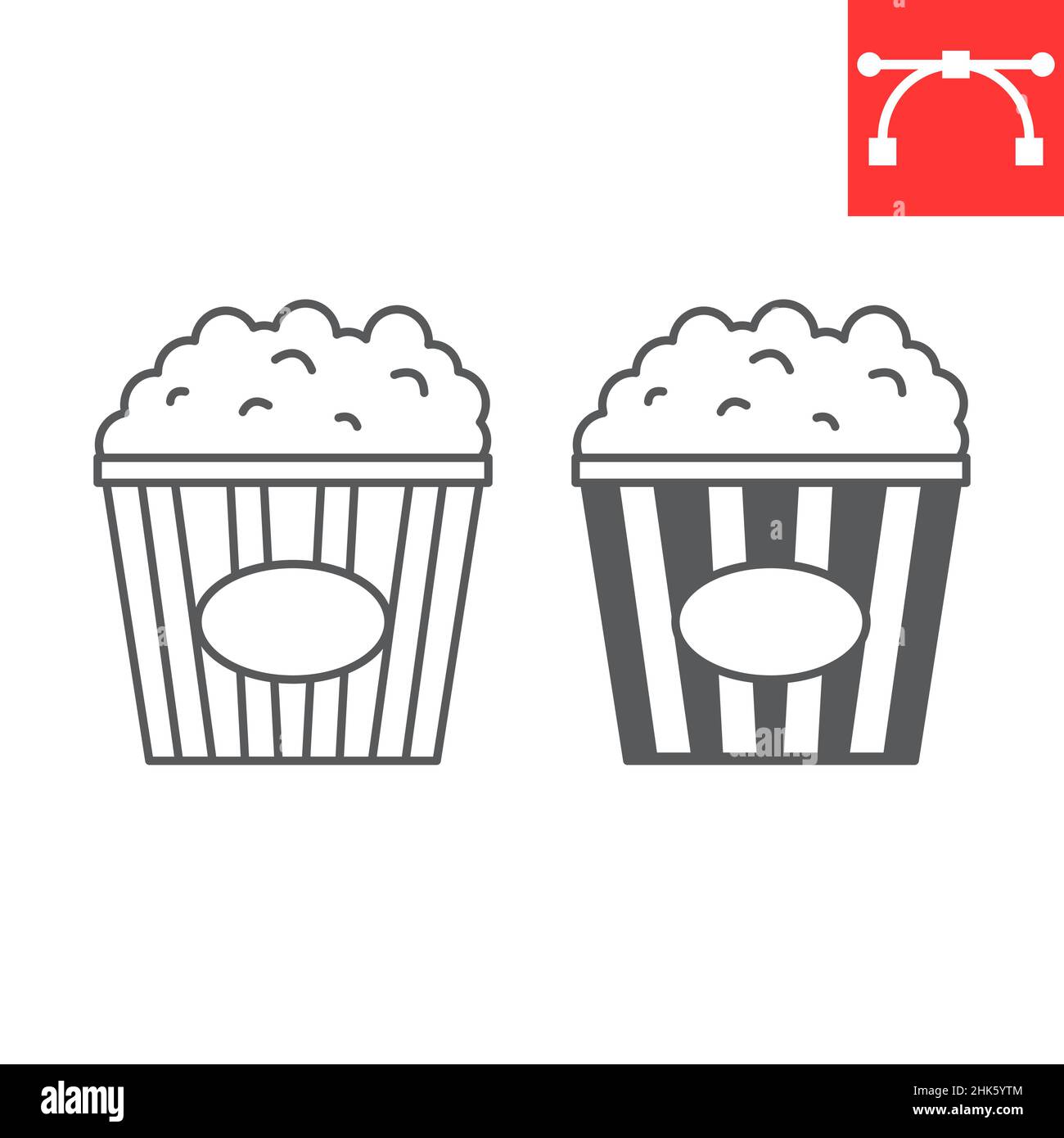 Popcorn line and glyph icon, cinema and movie, pop corn vector icon ...