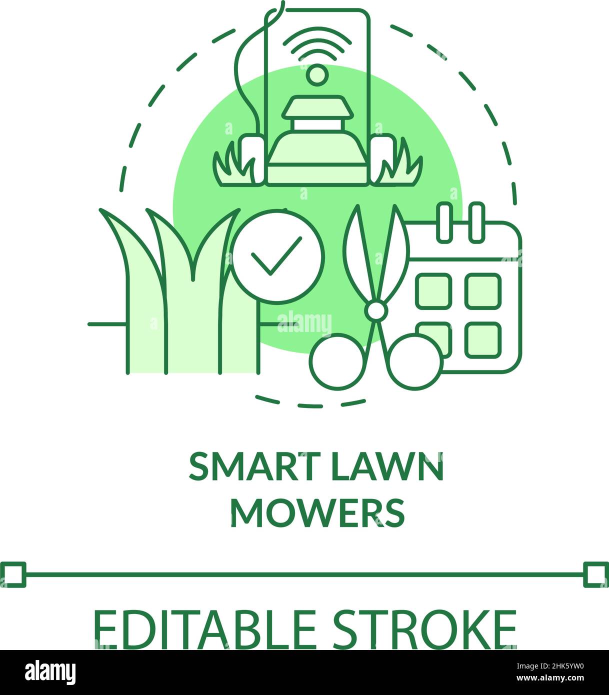 Smart lawn mowers green concept icon Stock Vector Image & Art - Alamy