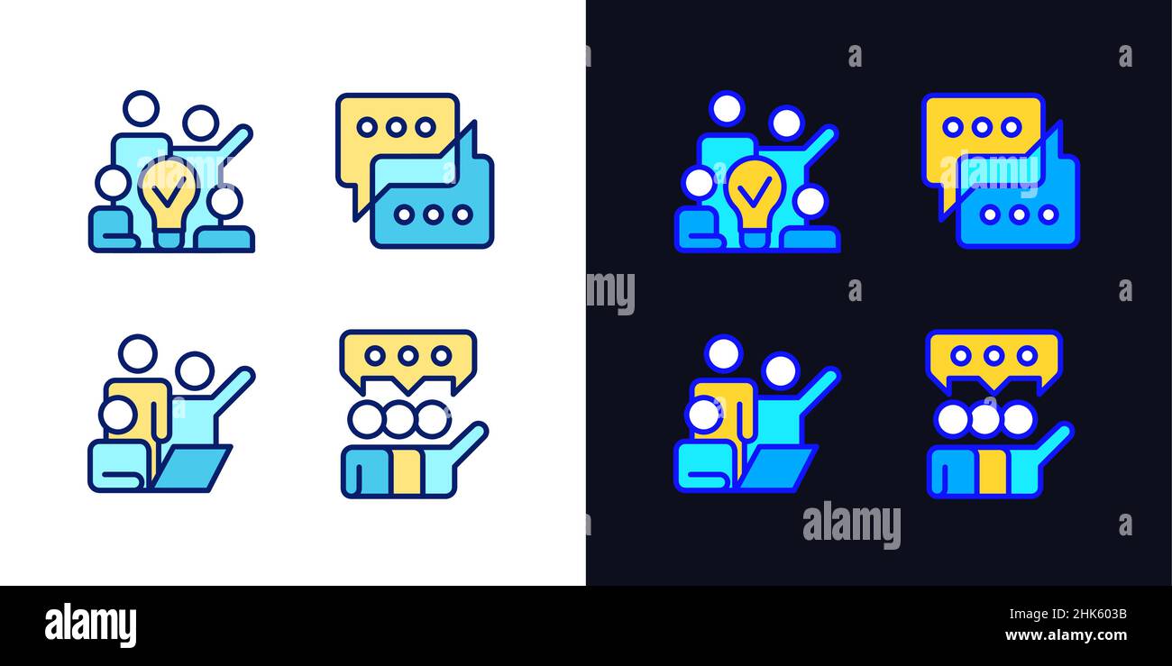 Group tasks pixel perfect light and dark theme color icons set Stock ...