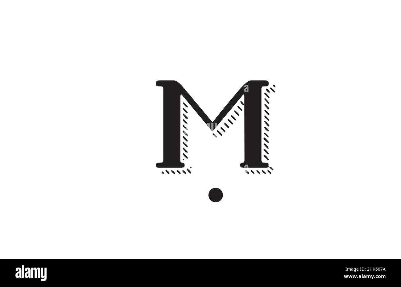 black and white M alphabet letter logo icon design. Creative template ...