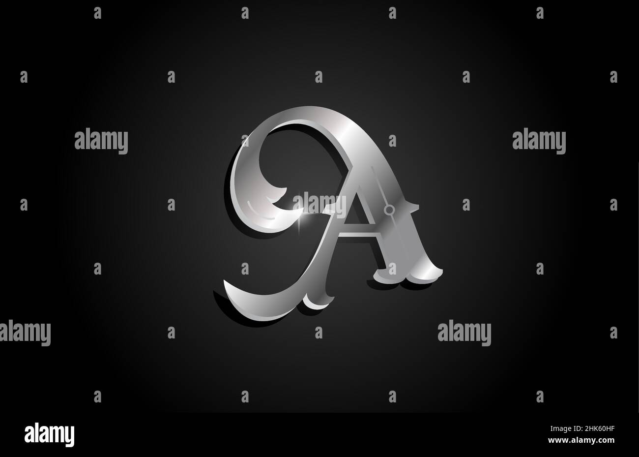 Silver metal A alphabet letter logo icon design. Creative template for ...