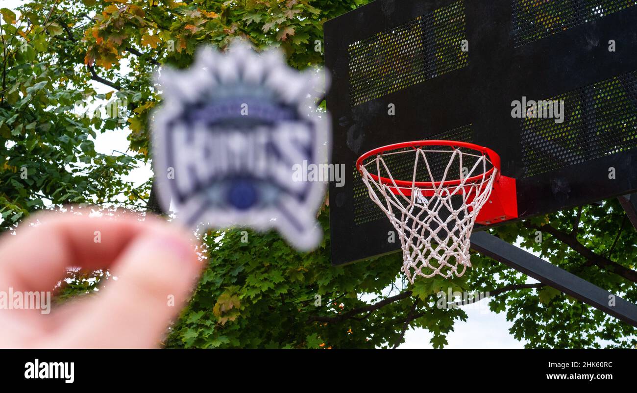 September 15, 2021, Sacramento, USA, Basketball hoop on a sports field ...