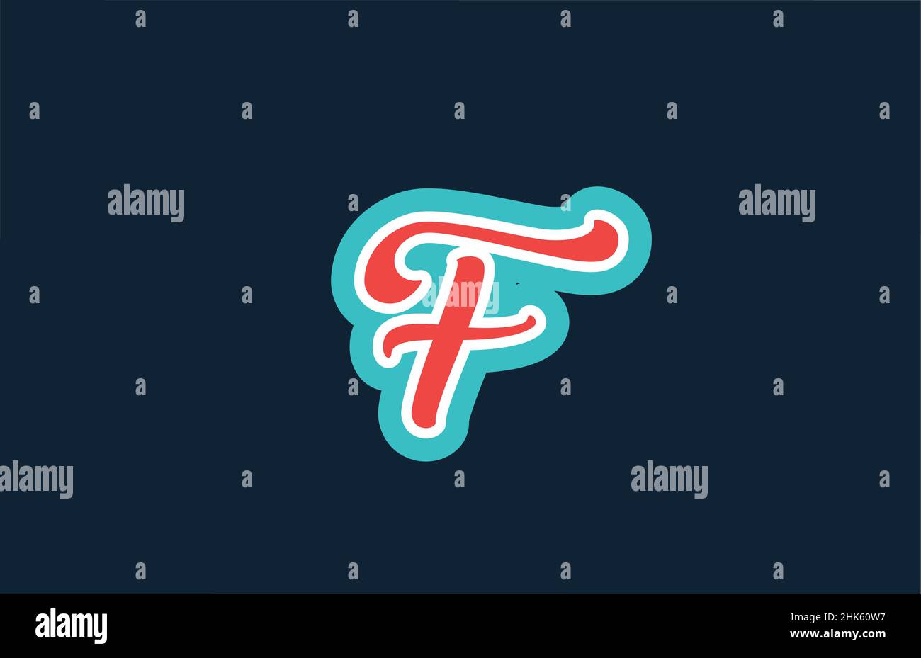 red green handwritten F alphabet letter logo icon design. Creative ...