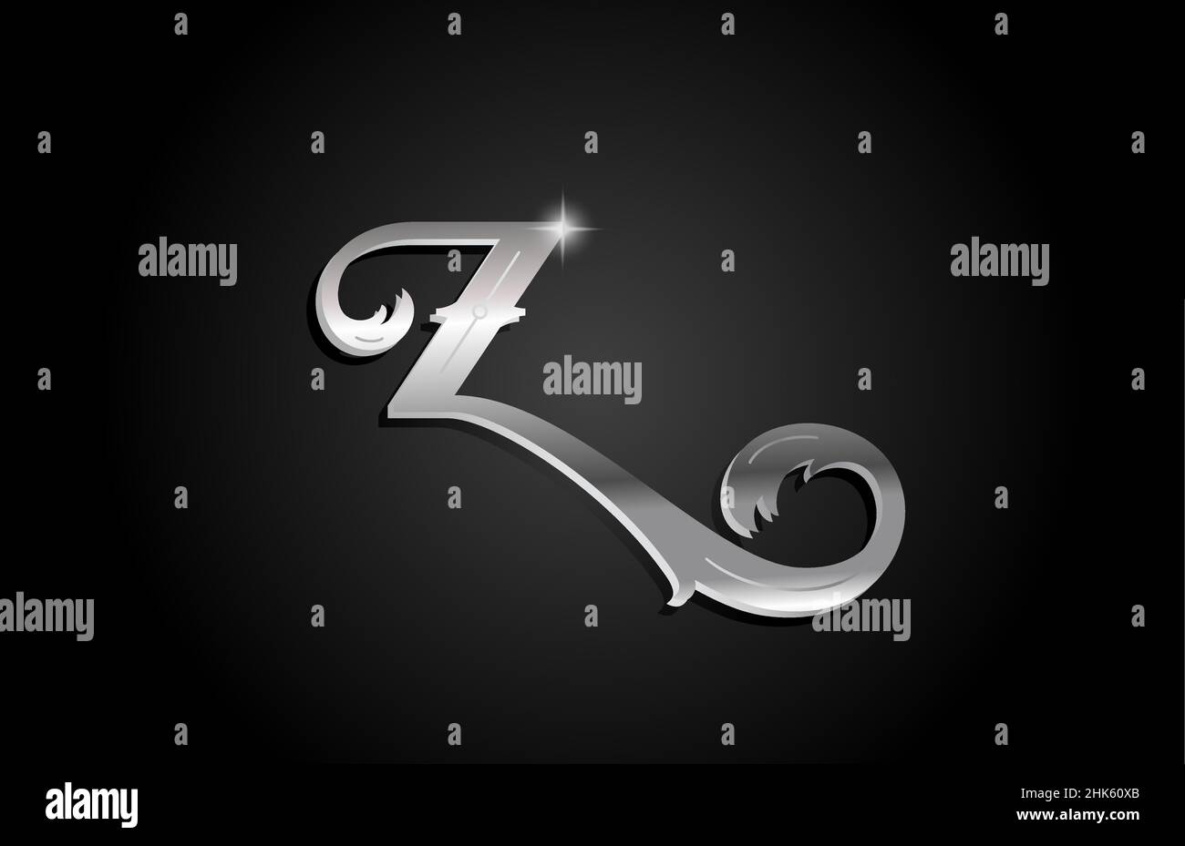 Silver metal Z alphabet letter logo icon design. Creative template for ...