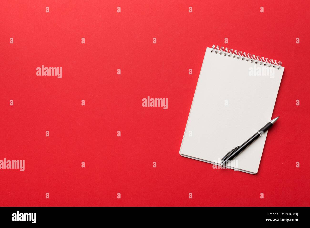 Blank notebook with pen on white background. Back to school and ...