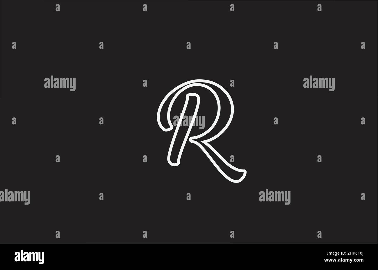 line R logo icon design with handwritten style. Creative template for ...