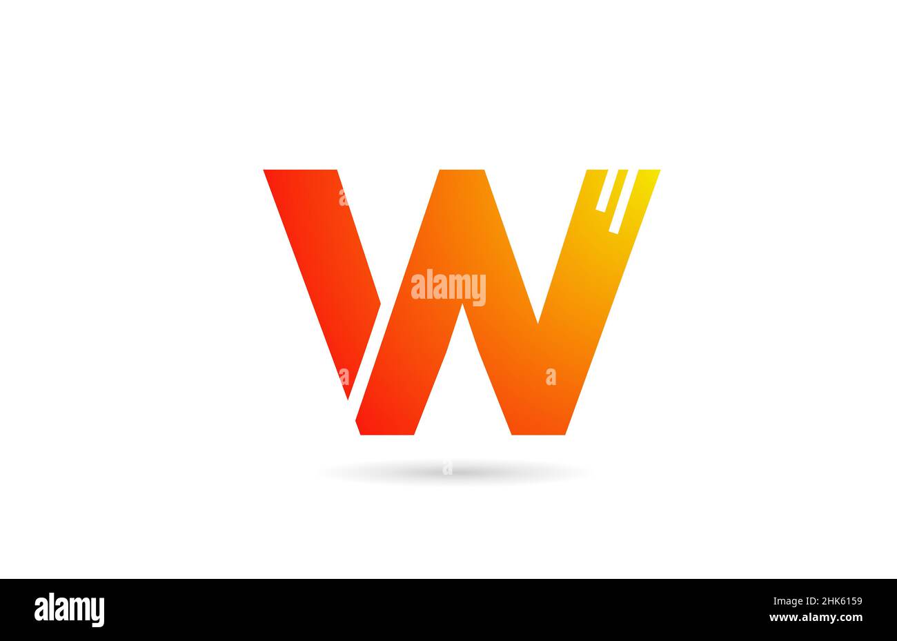 W orange gradient alphabet letter logo icon design. Creative template ...
