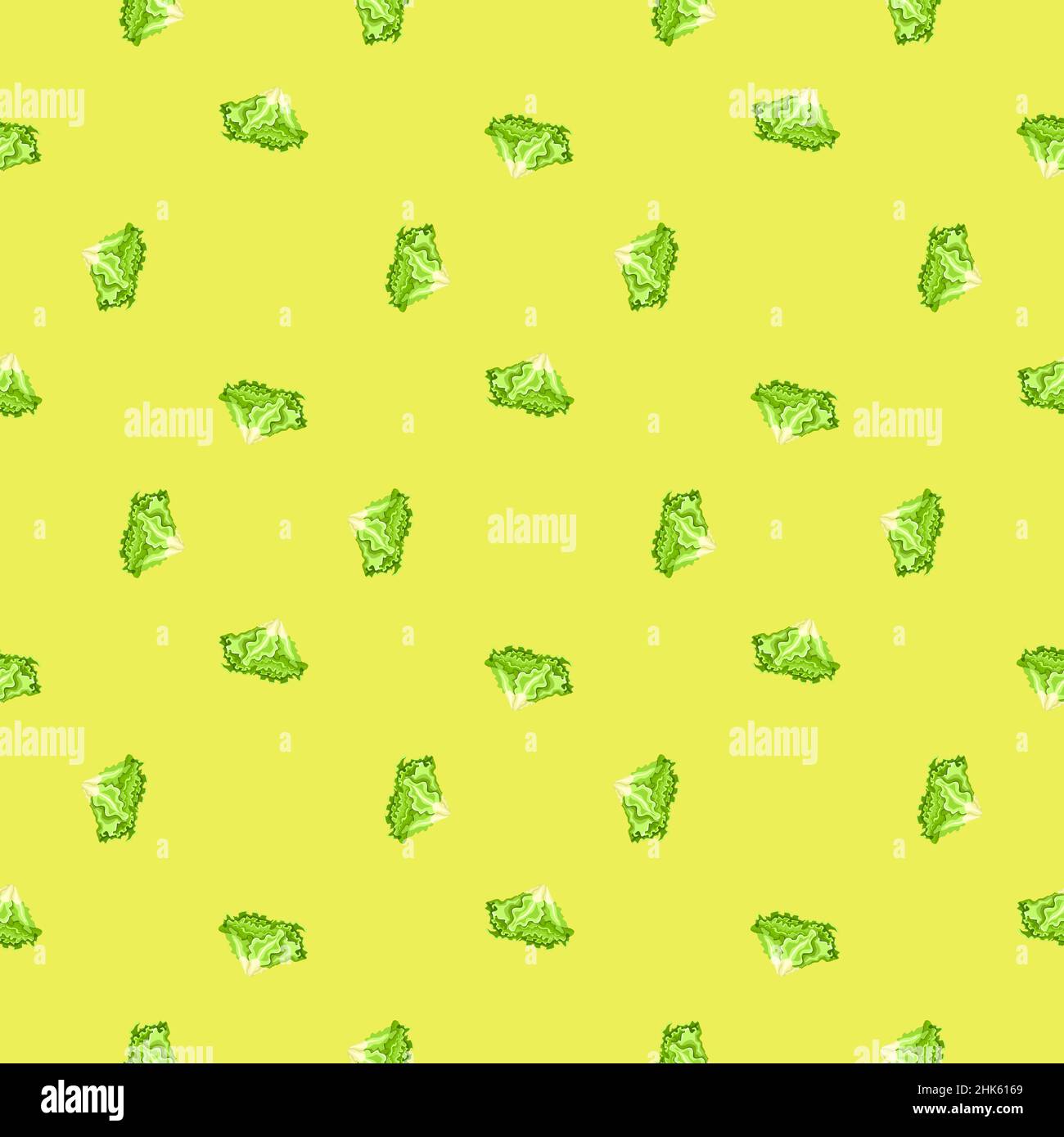 Seamless pattern Batavia salad on yellow background. Minimalistic ...