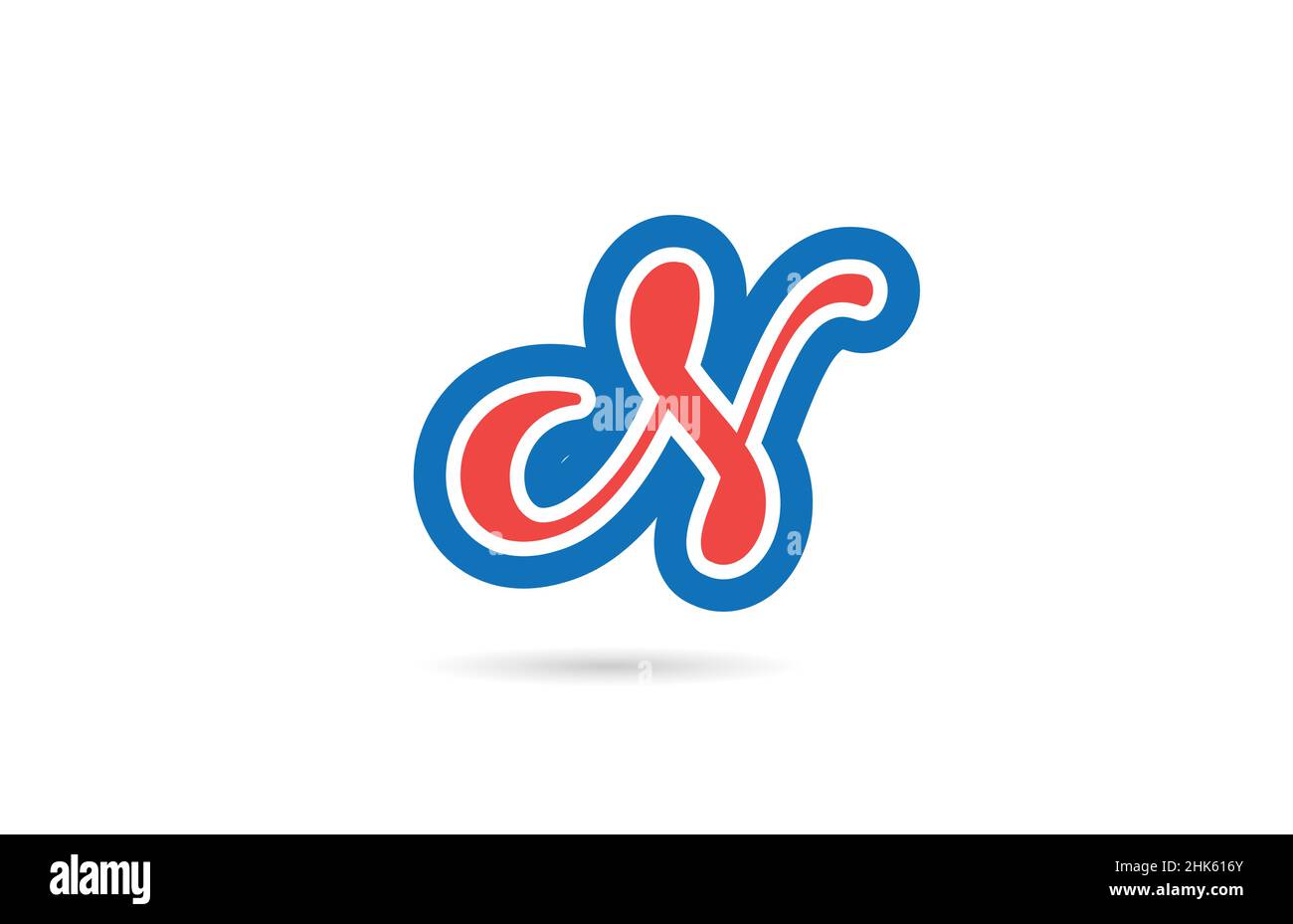 red blue handwritten N alphabet letter logo icon design. Creative ...