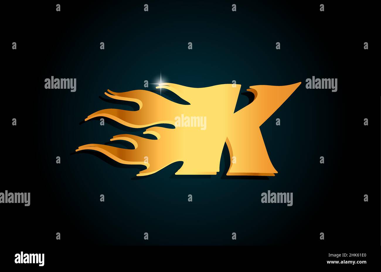 gold K alphabet letter logo icon design. Creative template for business ...