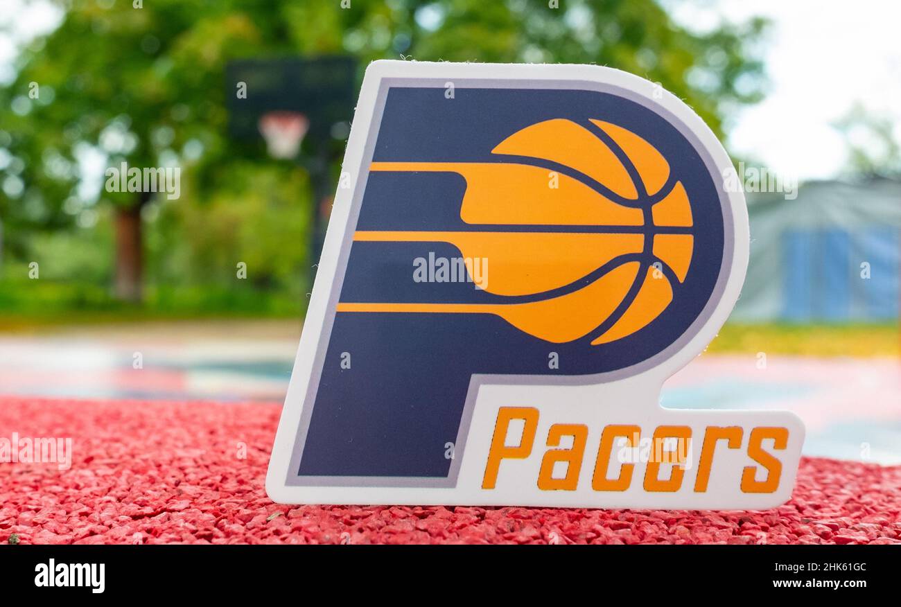 September 15, 2021, Indianapolis, USA, The emblem of the Indiana Pacers ...