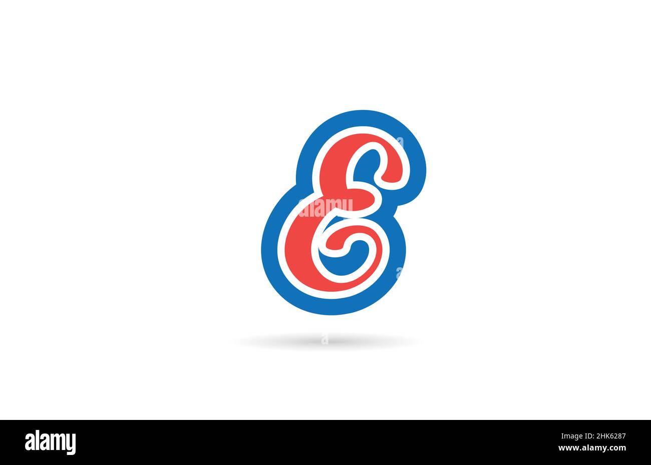 red blue handwritten E alphabet letter logo icon design. Creative ...