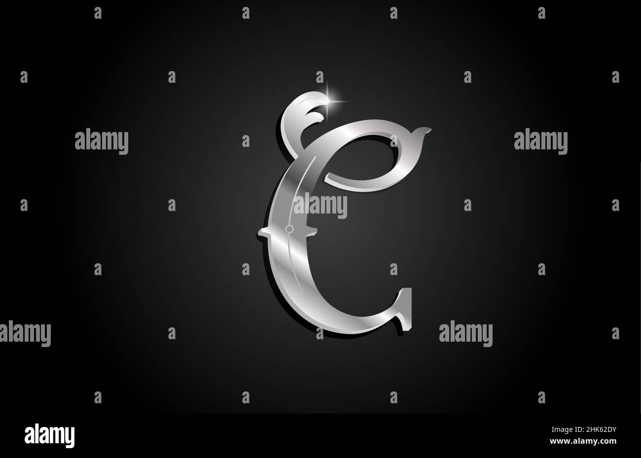 Silver metal C alphabet letter logo icon design. Creative template for ...