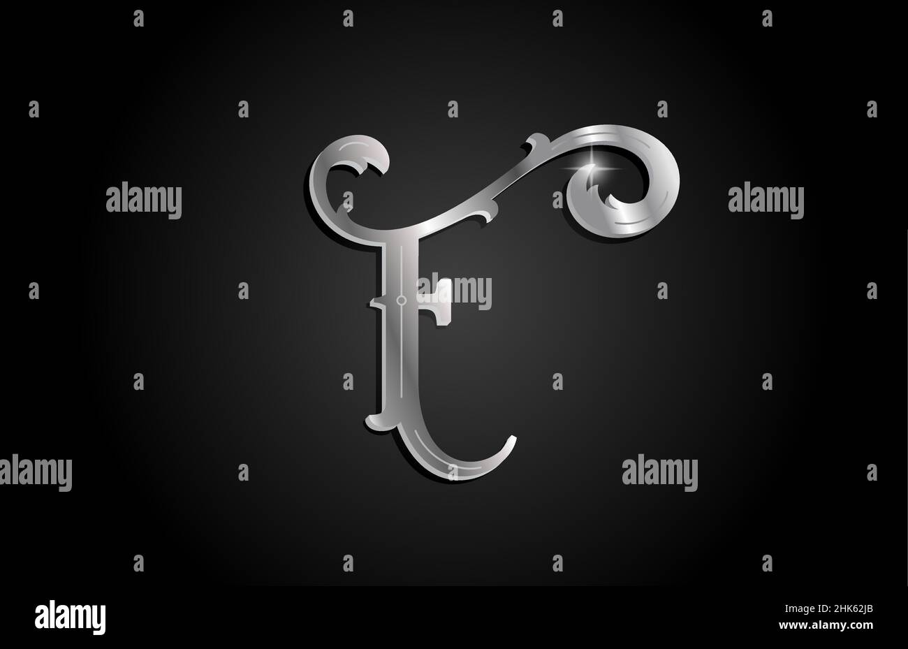 Silver metal F alphabet letter logo icon design. Creative template for ...