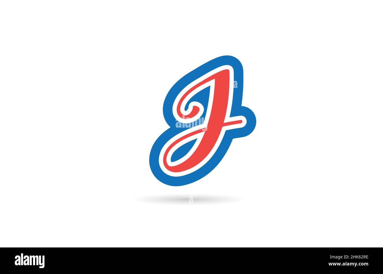 red blue handwritten J alphabet letter logo icon design. Creative ...