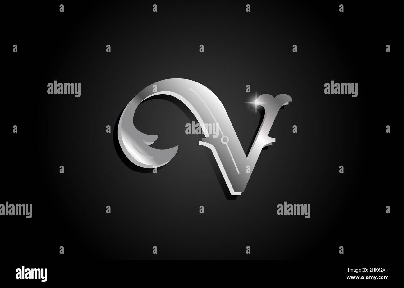 Silver metal V alphabet letter logo icon design. Creative template for ...