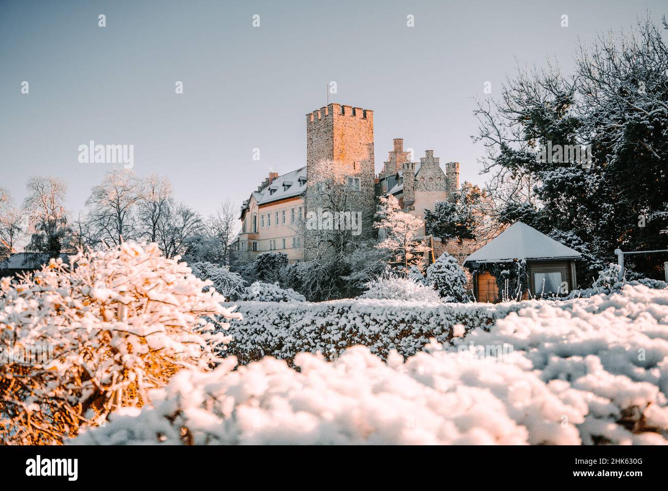 Germany, Flechtingen Castle in winter is a well known tourist ...