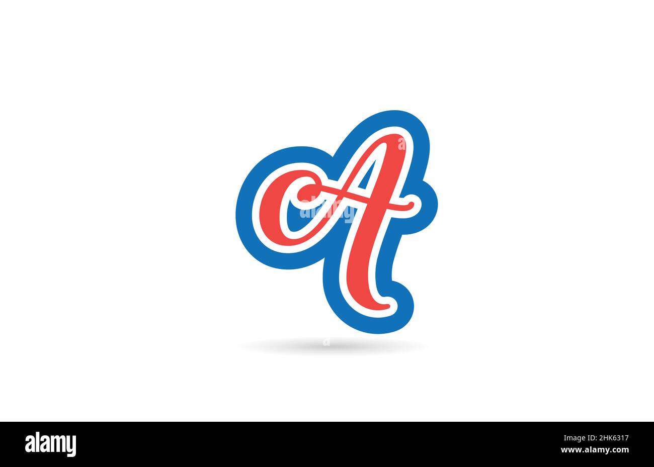 red blue handwritten A alphabet letter logo icon design. Creative ...