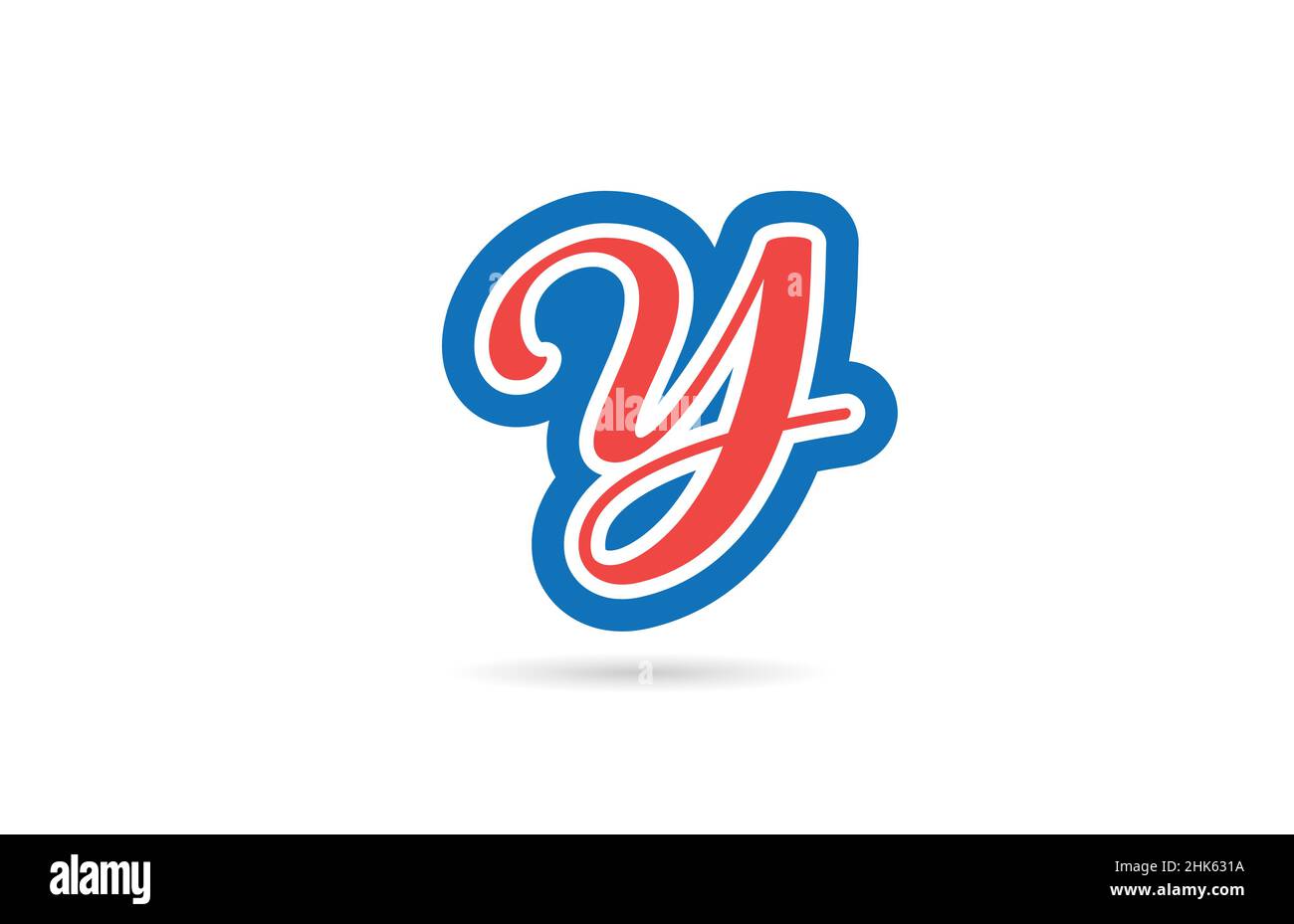 red blue handwritten Y alphabet letter logo icon design. Creative ...